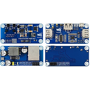 Bicool Power Over Ethernet (PoE) Ethernet/USB HUB HAT for Raspberry Pi Zero/Zero W/Zero WH, 3X USB 2.0 Ports, RJ45 Ethernet Port 802.3af-Compliant