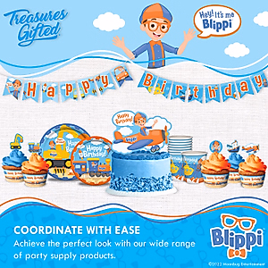 Treasures Gifted Officially Licensed Blippi Birthday Party Supplies - Blippi Backdrop Vehicle - 4.25ft Tall x 6ft Wide Blippi Birthday Backdrop - Blippi Birthday Banner - Blippi Party Decorations