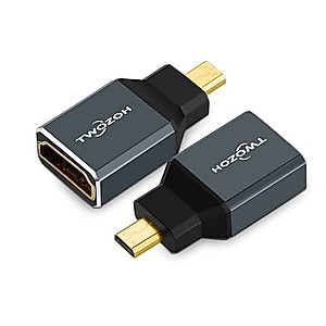 Twozoh 8K Micro HDMI Adapter (2-Pack), 2.1 Micro HDMI Male to Standard HDMI Female Adapter Convertor Support 8K@60Hz, 4K@144Hz, 2K@240Hz
