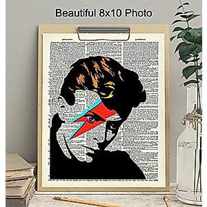 David Bowie Unframed Dictionary Wall Art Print - Great Gift for Rock n Roll Music Fans - Chic Home Decor - Ready to Frame (8x10) Photo - Ziggy Stardust