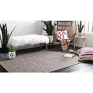Unique Loom Outdoor Patio Collection Modern Casual Indoor and Outdoor Transitional Indoor and Outdoor Flatweave Gray Area Rug (7' 5 x 10' 0)