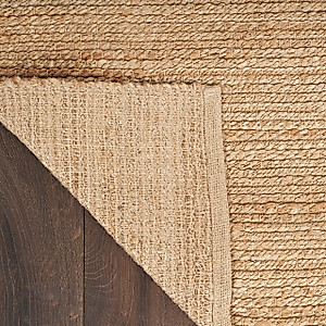Nourison Natural Jute Solid Natural 2' x 3' Area -rug, Easy -cleaning, Non Shedding, Bed Room, Living Room, Dining Room, Kitchen (2x3)
