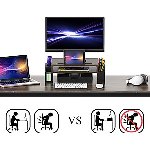 Simple Houseware Desk Monitor Stand Riser with Adjustable Organizer tray, Espresso