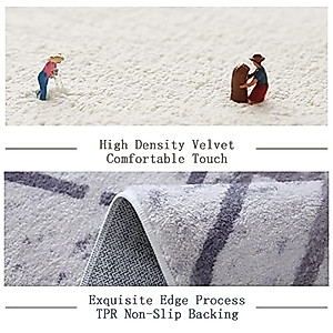 FINOREN Artistic Abstract Area Rug.Lines-Grey,4'x6', Suitable for Bedroom, Living Room, Apartment, Machine Washable Non-Slip Soft Modern Interior Rug,Smudge-Proof, Non-Shedding.