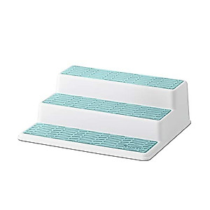 Copco Non-Skid 3-Tier Spice Pantry Kitchen Cabinet Organizer, 10-Inch, White/Aqua