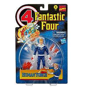 Marvel Hasbro Legends Series Fantastic Four Retro Human Torch 6-inch Action Figure Toy, Includes 5 Accessories