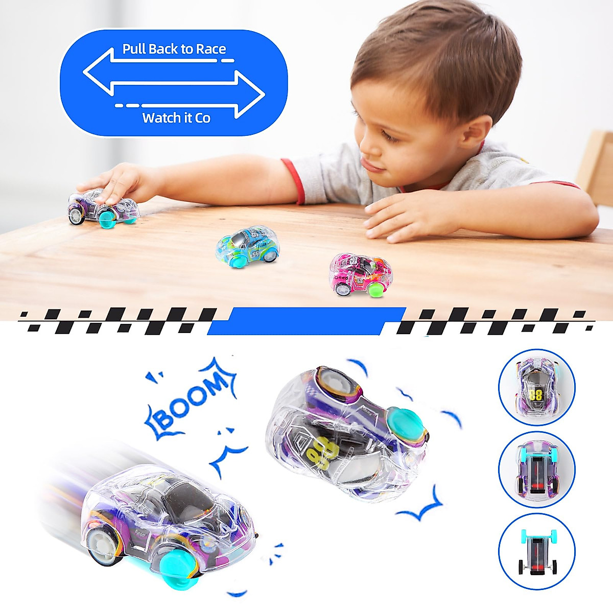 Benzem 50 Pcs Mini Pull Back Cars Set, Pull Back Racing Vehicles for Kids Toddlers, Bulk Toys Party Favors Treasure Box, Classroom Prizes, Pinata Fillers,Goodie Bag Stuffers for Boys Girls