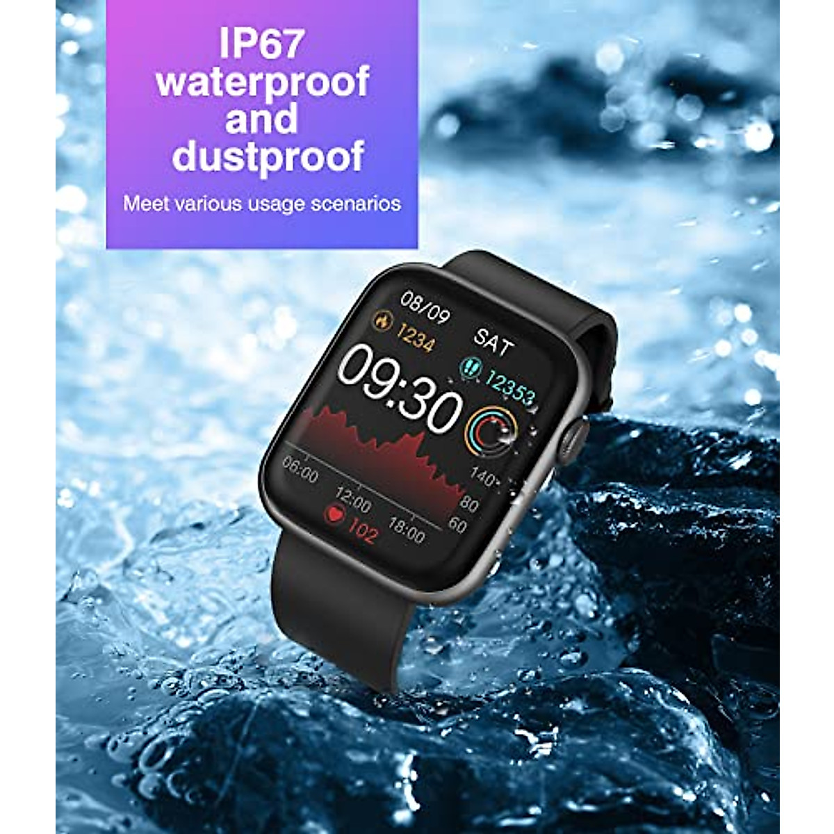 Smart Watch with Bluetooth Call Answer/Dail for Men Women,1.9'' HD Full Touch Screen Fitness Tracker, Smartwatch with Heart Rate Blood Oxygen Blood Pressure Sleep Monitor for Android and iPhone Black