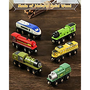 SainSmart Jr. Wooden Train Set Accessories, Magnetic Toy Car Set (10 PCS), Compatible with All Major Brands, Gift for Toddlers, Boys, and Girls Aged 3+