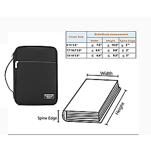 Bible Cover, Christ Garden Canvas Bible Case for Men Women Black 7.5x10x2.5 in, Fits Bibles Up to 6.4X 9.2x2 in