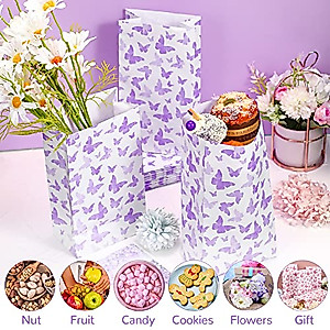 24 Pieces Butterfly Party Present Bags Butterflies Safe Paper Goodie Bags Gradient Butterflies Present Bags Butterfly Party Decorations Goody Treat Bags for Girls Women's Birthdays Supplies (Purple)