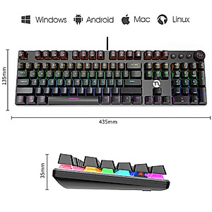 NINGMEI GK32 Mechanical Gaming Keyboard, USB Wired Programmable Keyboard Customizable Backlit RGB LED, 108 Keys Programmable Macro Functionality Anti-ghosting Mechanical Cushioned for PC MacBook pro