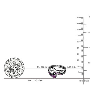 Dazzlingrock Collection Round Amethyst And White Diamond Swirl Bypass Wedding Ring Set for Women Black Plated in 10K White Gold Size 7