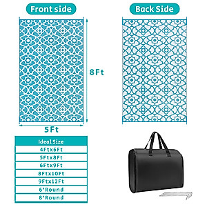 HEBE Outdoor Rug 5'x8' for Patios Waterproof Clearance Reversible Patio Mat Plastic Straw Rug RV Camping Mat Outside Area Rug Carpet for Camping RV,Porch,Deck,Balcony,Camper,Backyard