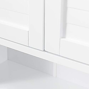 Glitzhome Bathroom Over-The-Toilet Space Saver Storage with Shelf and 2-Door Cabinet, 68" H, White