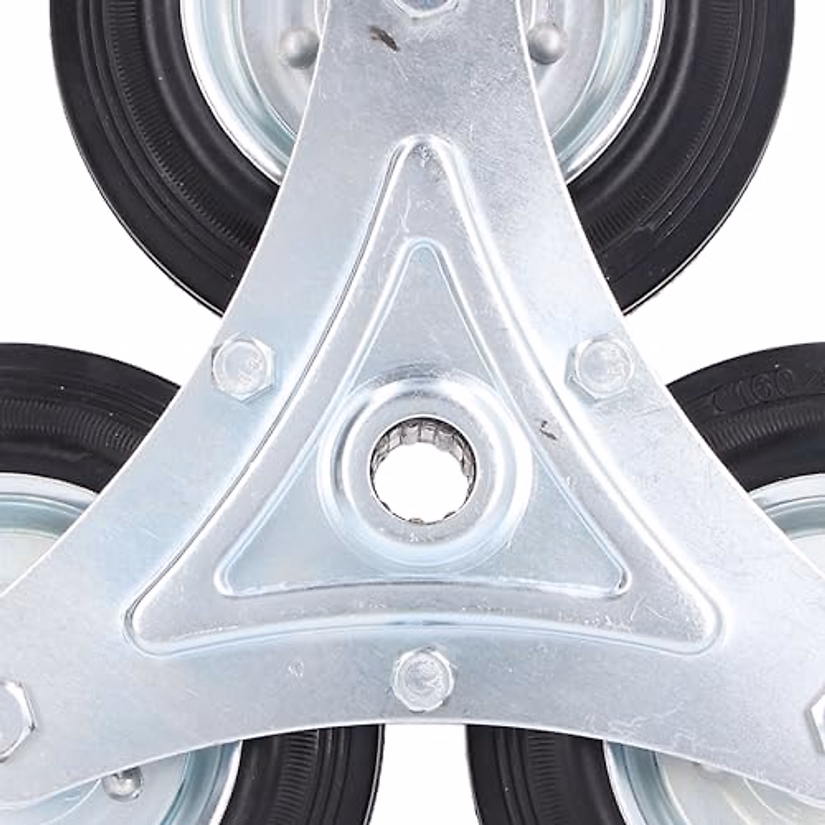 Fafeicy Stair Climbing Wheel, 6 Inch 300LBS Load Capacity Triangular Rubber Caster, Slip Resistant, Galvanized Iron Hub, Solid Tire for Stairs, Fafeicycpav6mgnh1