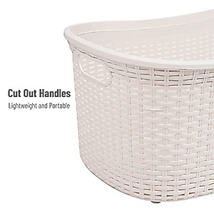 Mind Reader Basket Collection, Laundry Basket, 40 Liter (10kg/22lbs) Capacity, Cut Out Handles, Ventilated, 23"L x 14.5"W x 11"H, Ivory