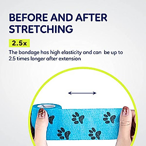 WePet Pet Wrap, Self-Adhesive Non-Woven Tape for Dog Legs, Paws, Wounds, First Aid Cohesive Gauze for Horse, Cat, Bird, Animal, 8 Rolls, 2 Inch, Claw