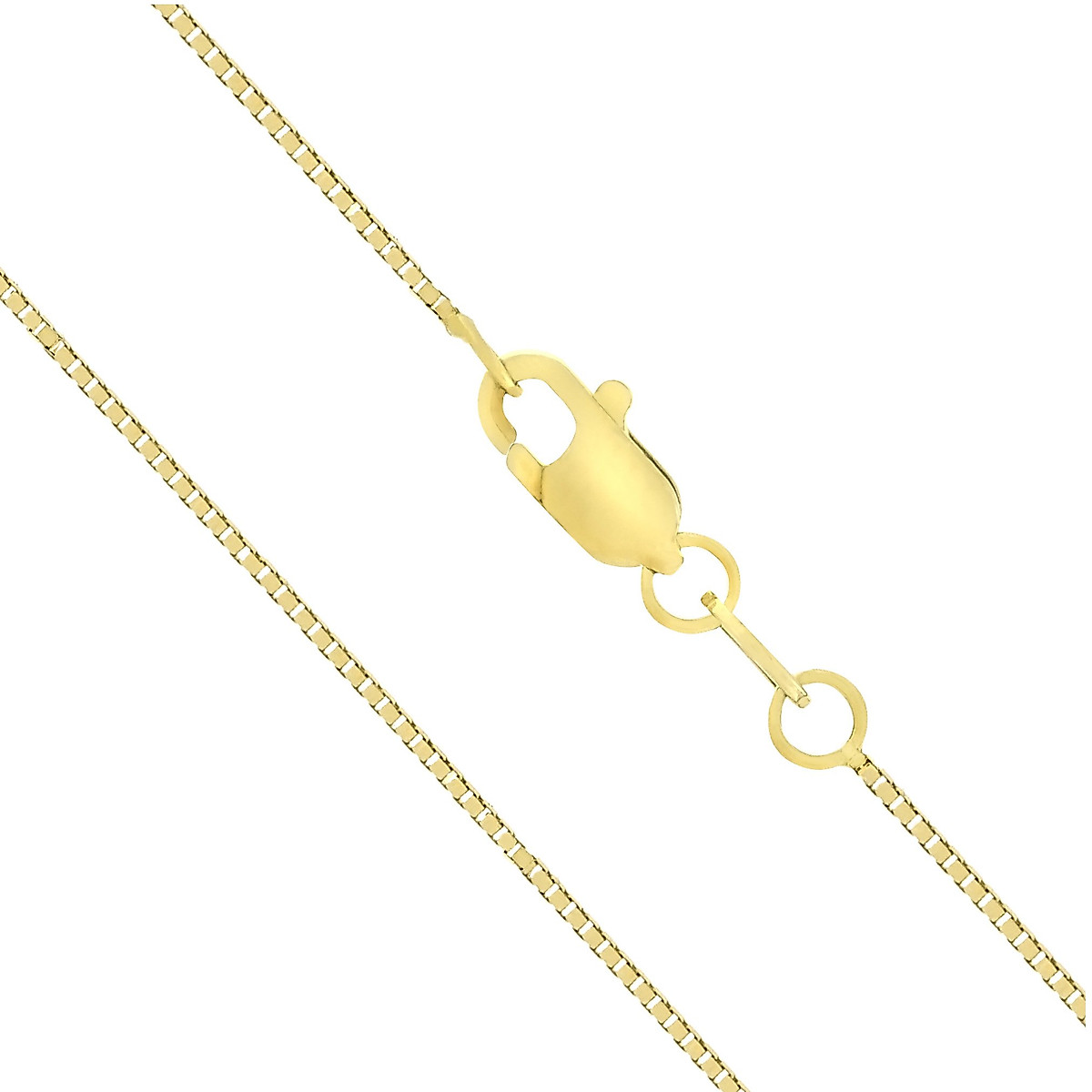 Honolulu Jewelry Company 14K Real Solid Yellow Gold 0.7mm Box Chain Necklace Lobster Clasp (16 Inches)