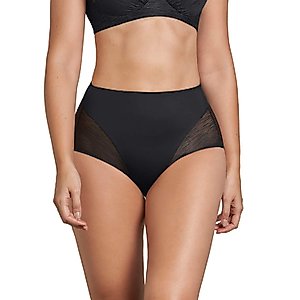 Leonisa Tummy Control Underwear for Women - High Waisted Sheer Lace Shapewear Panties Black