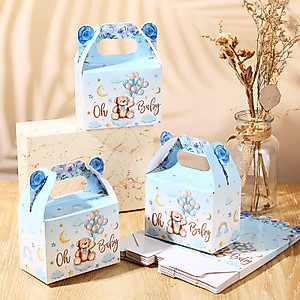 36 Pieces Bear Baby Shower Party Favor Boxes Cute Bear Treat Boxes Paper Candy Cookies Box Decoration for Baby Shower Party Supplies Gender Reveal Bear Themed Birthday Party Decor (Blue)