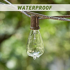 SUNSGNE 10Ft Outdoor Patio String Lights with 11 Edison Bulbs (1 Spare), Edison Bulb String Lights for Garden Backyard Porch Bistro Party Deck Umbrella, Brown