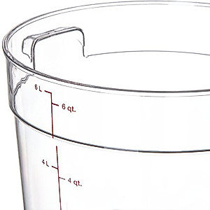 Carlisle FoodService Products Storplus Round Food Storage Container with Stackable Design for Catering, Buffets, Restaurants, Polycarbonate (Pc), 6 Quart, Clear, (Pack of 12)