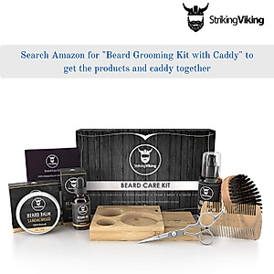 Striking Viking Beard Caddy Countertop Bathroom Organizer for Beard Products - Beard Product Holder for Beard Oil,Beard Balm,Beard Wash,Beard Comb,Beard Brush & Scissors (1pc Organizer Caddy)