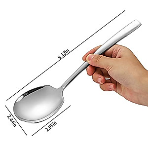 Stainless Steel Serving Spoon Set of 6 Pieces for Catering, Dishwasher Safe, 9.14 Inches Large Serving Utensils of Spoons