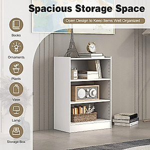 LOKO 3-Tier Open Bookcase, Modern 3-Cube Bookshelf with 18-Position Adjustable Shelves & Anti-toppling Devices, Multipurpose Cubical Display Storage Organizer for Living Room Study (1, White)