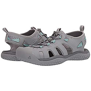 KEEN Womens SOLR High Performance Sport Closed-Toe Water Sandal Shoe, Light Gray/Ocean Wave , 10