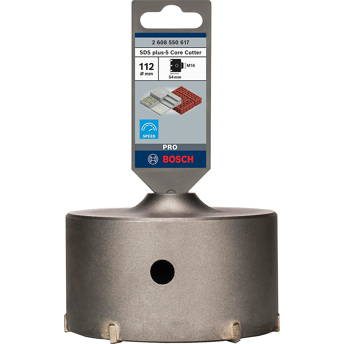 Bosch Professional 2608550617 2 608 550 617" Core Cutter SDS-Max-9 Hollow Annular Bit, Silver, 112 x 50 x 72 mm