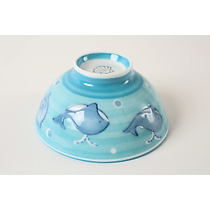 Mino ware Japanese Ceramics Kids Rice Bowl made in Japan (Japan Import) Dolphine & Whale Blue MIC014