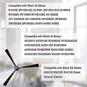 8 Pack IQ Side Brushes Replacement for Shark IQ R101AE RV1001AE AV912S AV911S AV1010AE RV1000 AV970 AV993 AV1002AE Shark AI AV2501S AV2501AE RV2610WD RV2610WA RV2502AE RV2520AOUS Robot Vacuum Cleaner