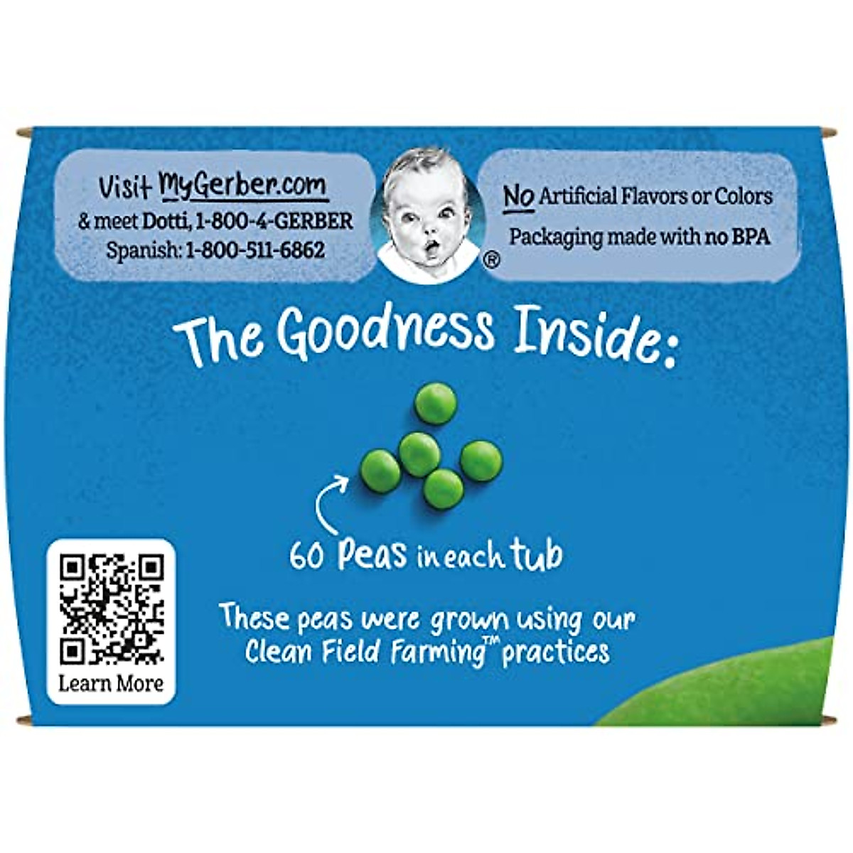 Gerber Natural for Baby 1st Foods Baby Food Tubs, Pea, Non-GMO Pureed Baby Food for Supported Sitters, Made with Natural Vegetables, 2 - 2 OZ Tubs/Pack (Pack of 4)