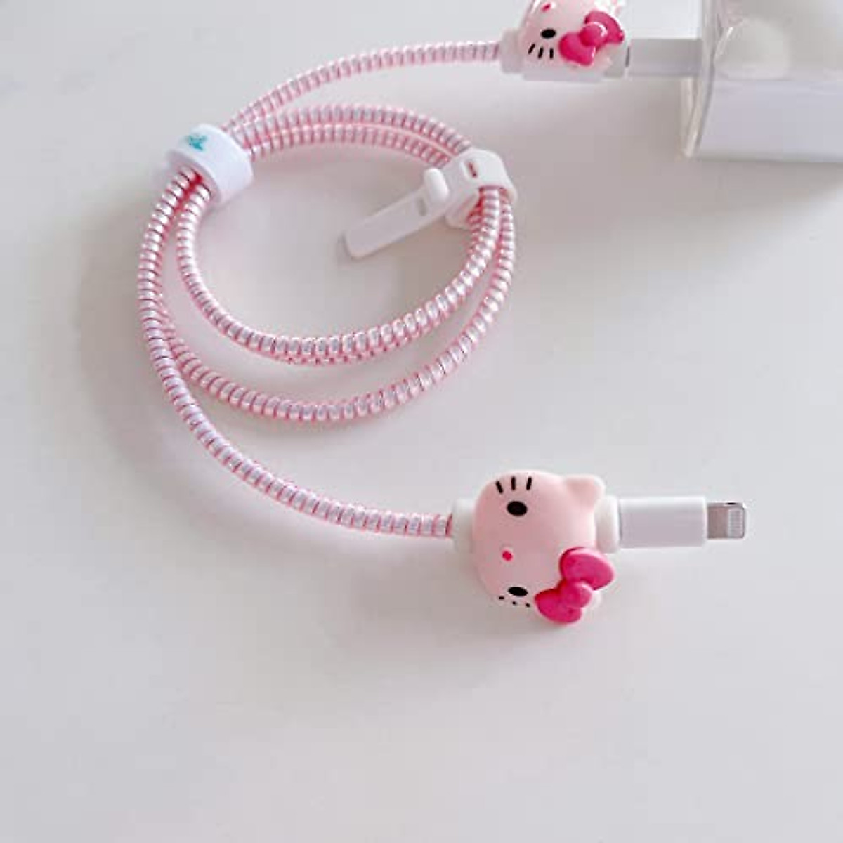 Tospania DIY Cable Protector Charger Wire Saver - Data Cable18W/20W USB-C Charger Line Protector-Compatible with iPhone 11 12 13 14 Pro Max (Pink Kitty)