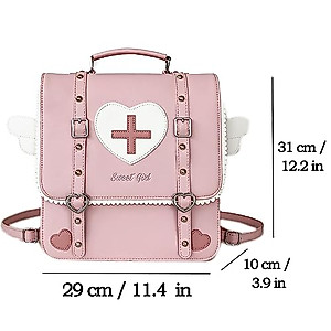 Kawaii Backpack Japanese Anime Cosplay Bag Goth Accessories Cross Heart Wings