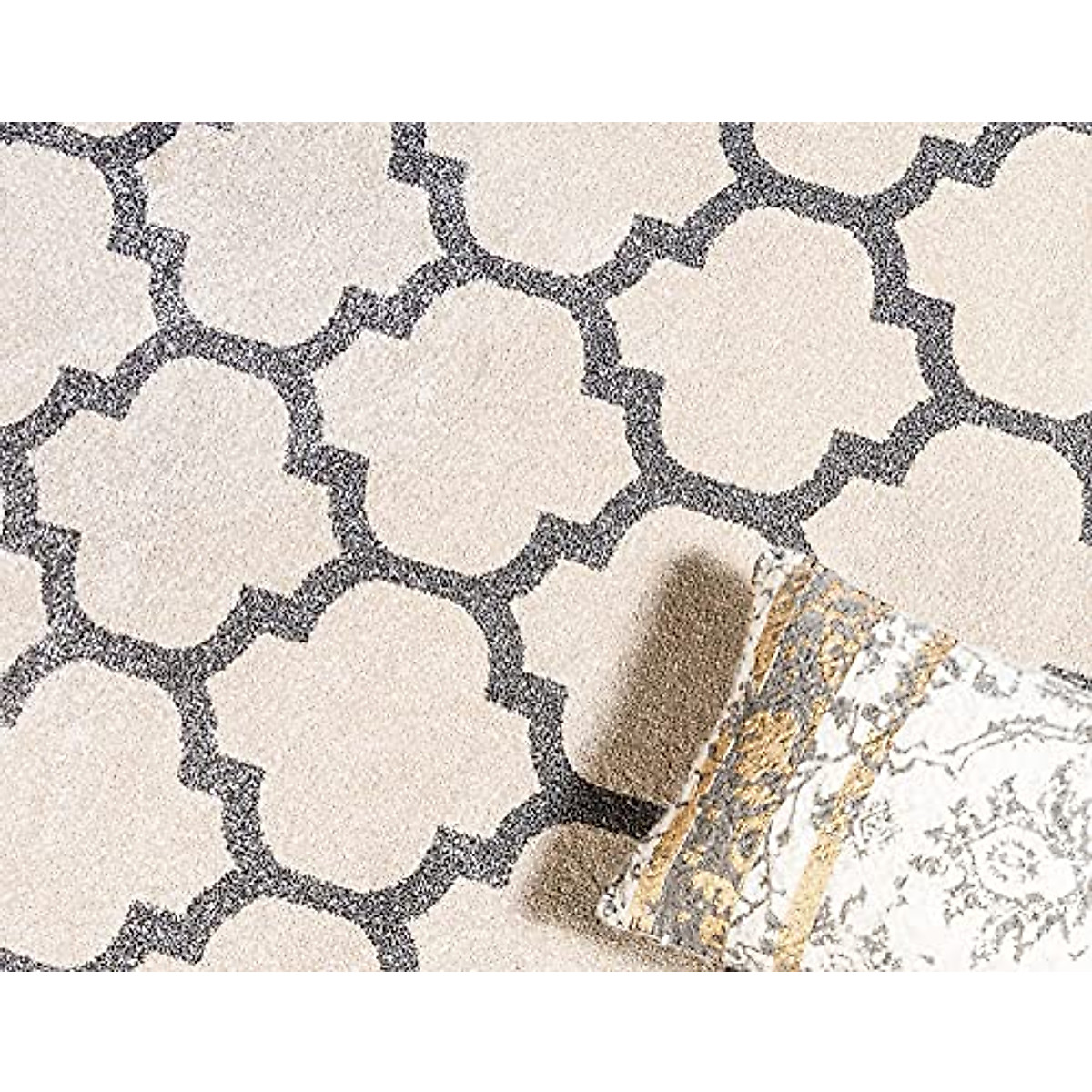 Unique Loom Trellis Collection Modern Morroccan Inspired with Lattice Design Area Rug, Rectangular 4' 1" x 6' 1", Beige and Gray/Gray