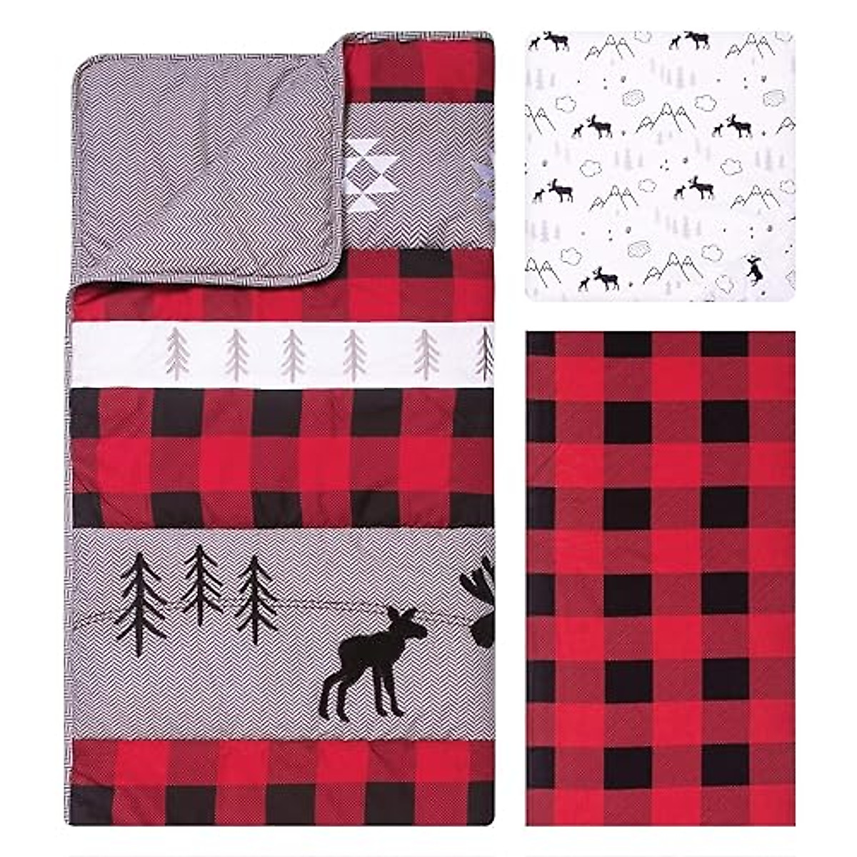 Trend Lab Lumberjack Moose 3 Piece Crib Bedding Set, Gender-Neutral Color Palette, Includes Quilt, Fitted Crib Sheet and Skirt