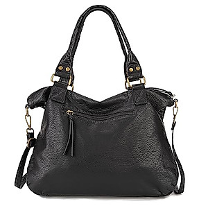 Montana West Washed Leather Crossbody Bags for women Trendy Hobo Bags Soft Purses for Women Work Tote Bags MWC-217BK