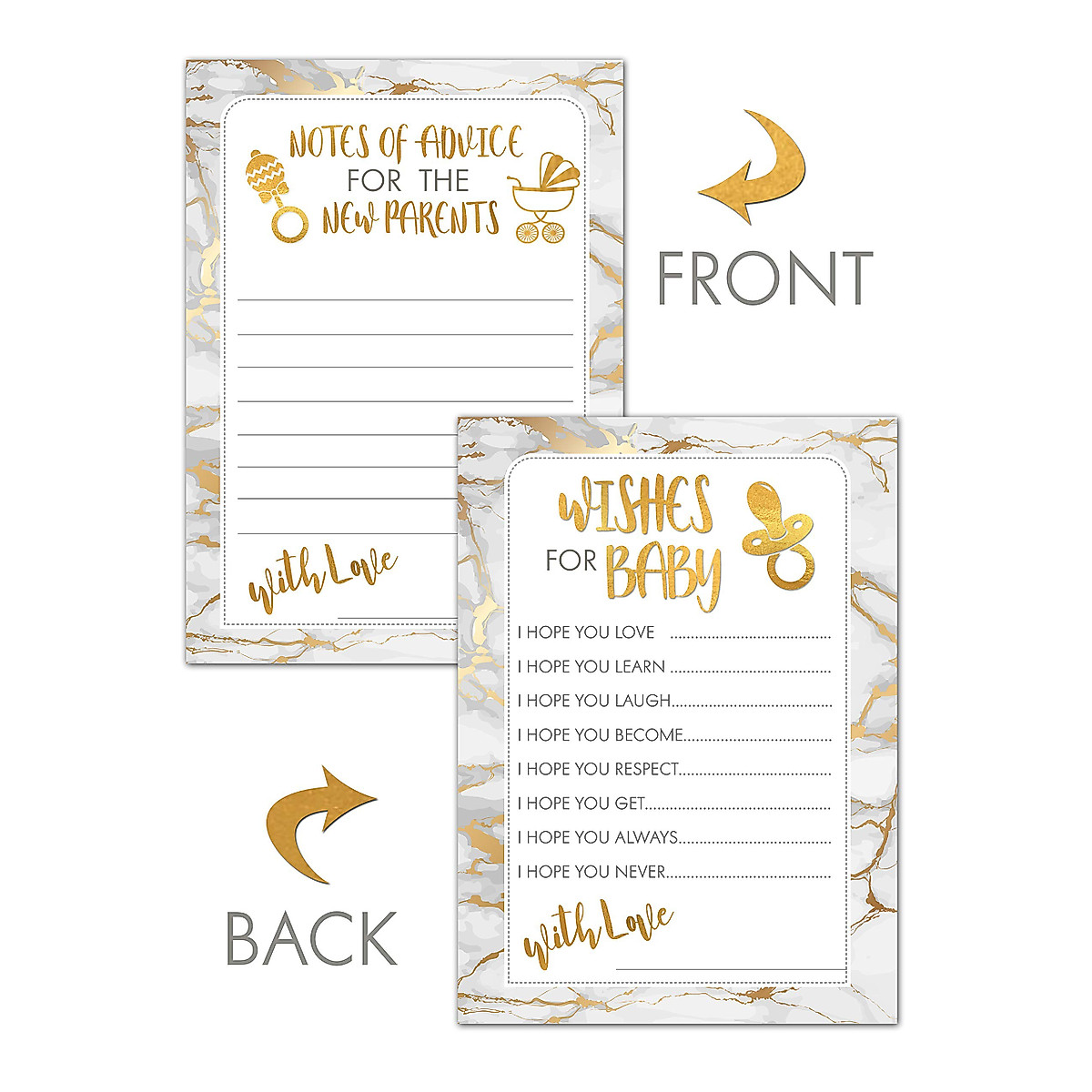 Baby Shower Notes for Mom | 20 Cards - Two Baby Shower Activities | Notes of Advice | Wishes for Baby | Baby Shower Activities | Baby Shower Games