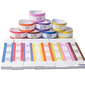 NUCOUN Pack of 400 Currency Band Bundles,Self-Adhesive,Money Bands for Cash,Bills Currency Straps,Organizer Dollar