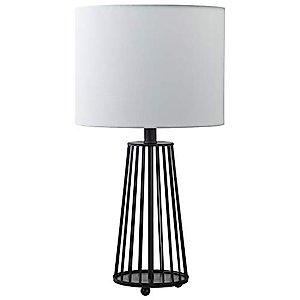 Amazon Brand – Stone & Beam Modern Farmhouse Metal Base Desk Table Lamp with Light Bulb - 11.5 x 11.5 x 22 Inches, Matte Black