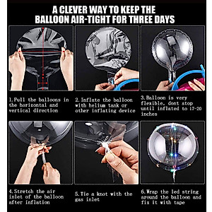 LED Balloons 10 Pack, Light Up Balloons 20 Inches Clear Helium Bobo Balloons, Glow Bubble Balloons with String Lights for Valentines Day Halloween Christmas Wedding Birthday Party Decoration