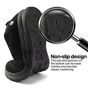 JINGAIWANG All Season Shoes Mesh Walking Breathable Comfort Slip-on Outdoor Non Slip Light Leisure Black
