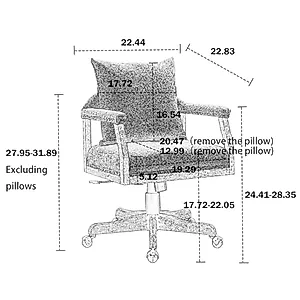 FRITHJILL Swivel Home Office Chair with Adjustable Seat Height and Boucle Fabric Seat, Ergonomic Study Chair with Wheels, Black