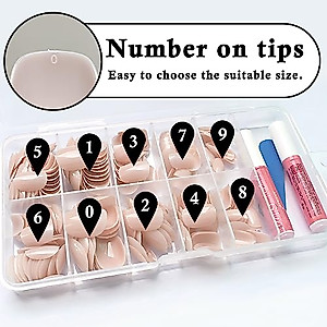 AddFavor 240pcs Press on Nails Short Square Fake Nails Glossy Full Cover Acrylic Artificial Glue on Nails Kit for Women and Girls, Jelly Nude Nails