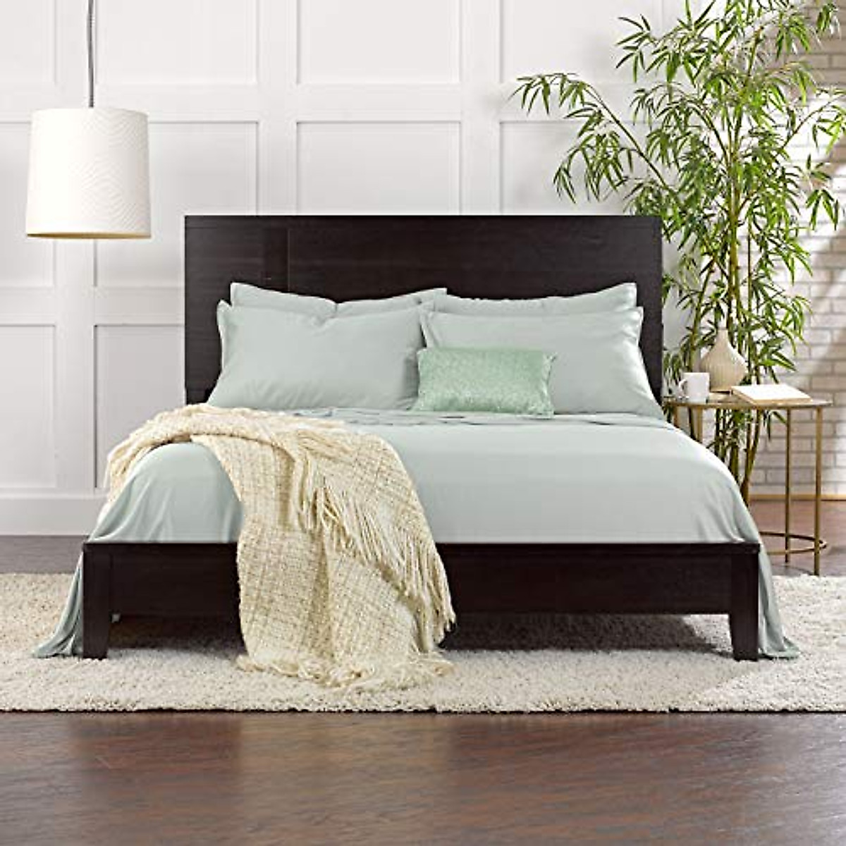 Pure Bamboo - Queen Bed Sheet Set, Genuine 100% Organic Viscose Derived from Bamboo, Luxuriously Soft & Cooling, Double Stitching, Lifetime Quality Promise (Queen, Sea Glass)