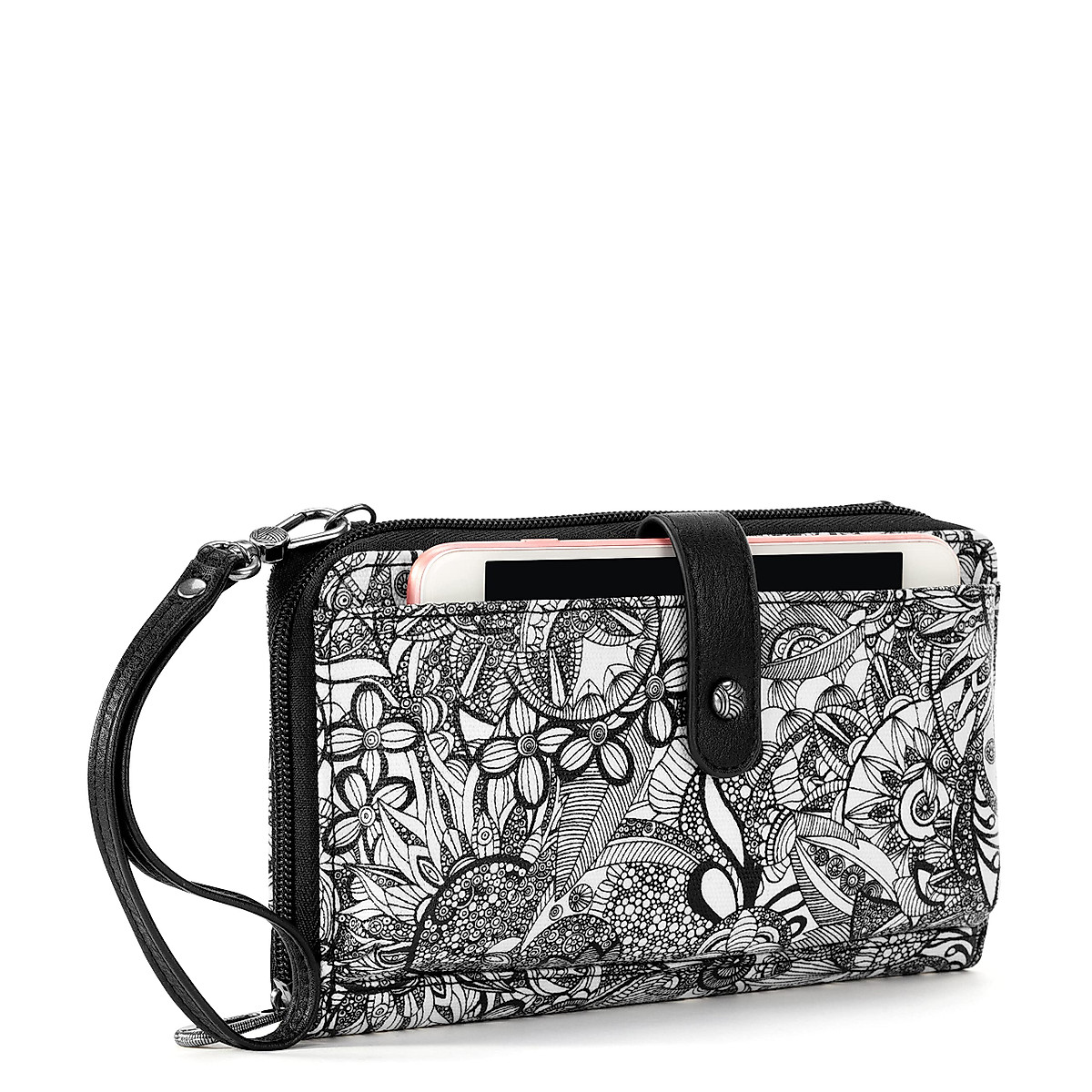 Sakroots Unisex-adults Artist Circle Large Smartphone Cross-Body Phone Wallet,Black/White Spirit Desert