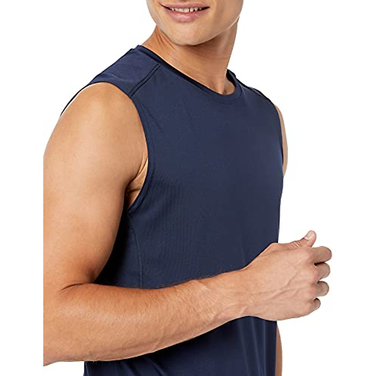Amazon Essentials Men's Tech Stretch Muscle Shirt, Navy, Large